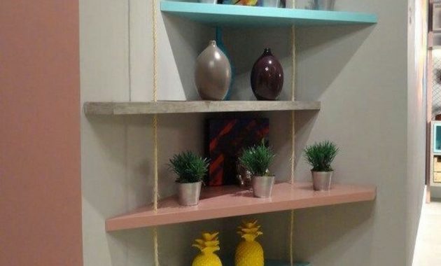 20+ Creative Floating Corner Shelves For Living Room Organization Ideas